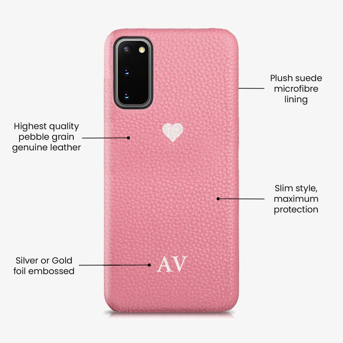 Personalised Galaxy S20 Genuine Leather Monogram Case | Wrappz